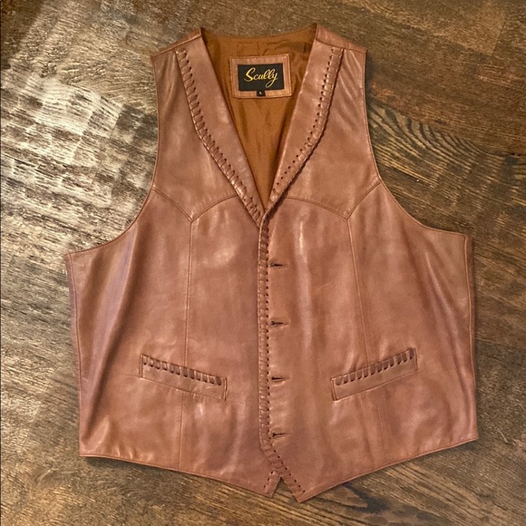 Scully | Jackets & Coats | Scully Tan Leather Vest With Stitch Detail ...